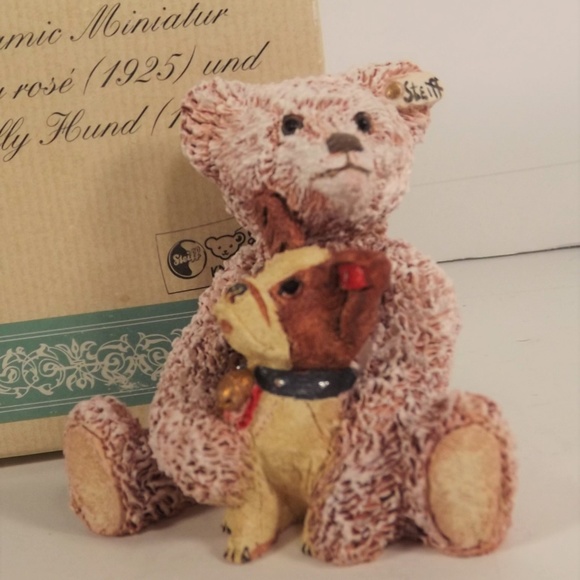 steiff | Accents | Steiff Miniature Teddy Rose With Dog Figurine | Poshmark